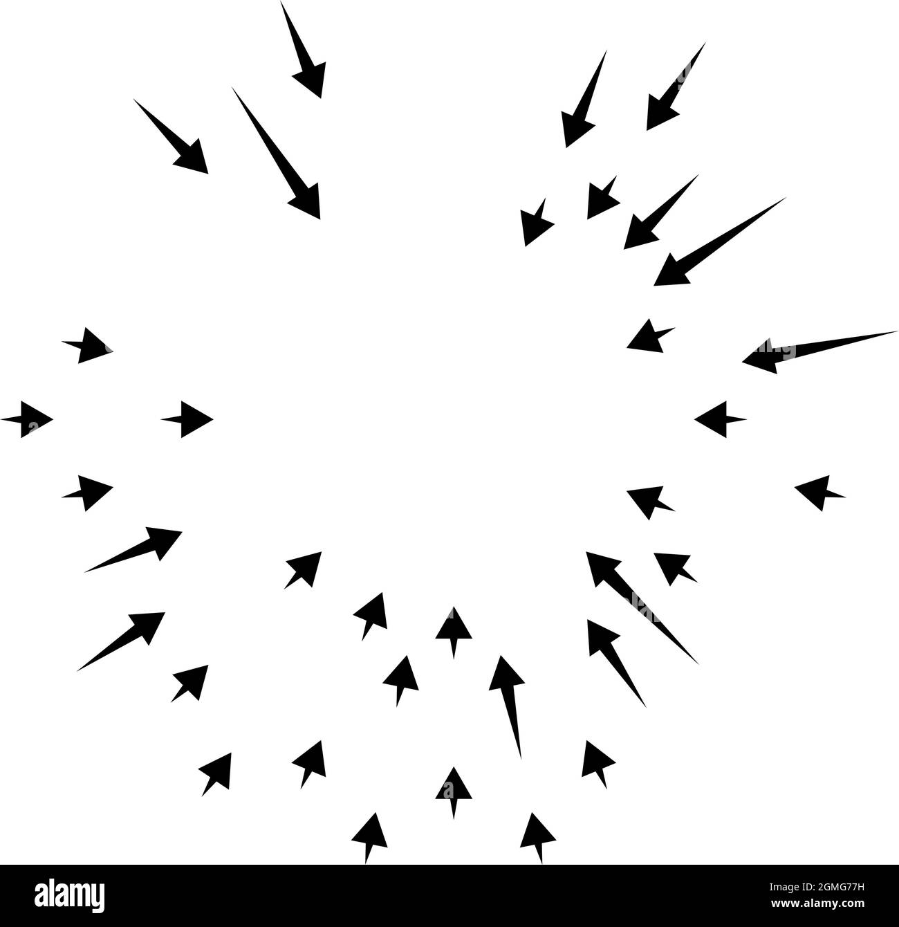 Arrows pointing inward. Radial, radiating arrows, pointers - stock ...