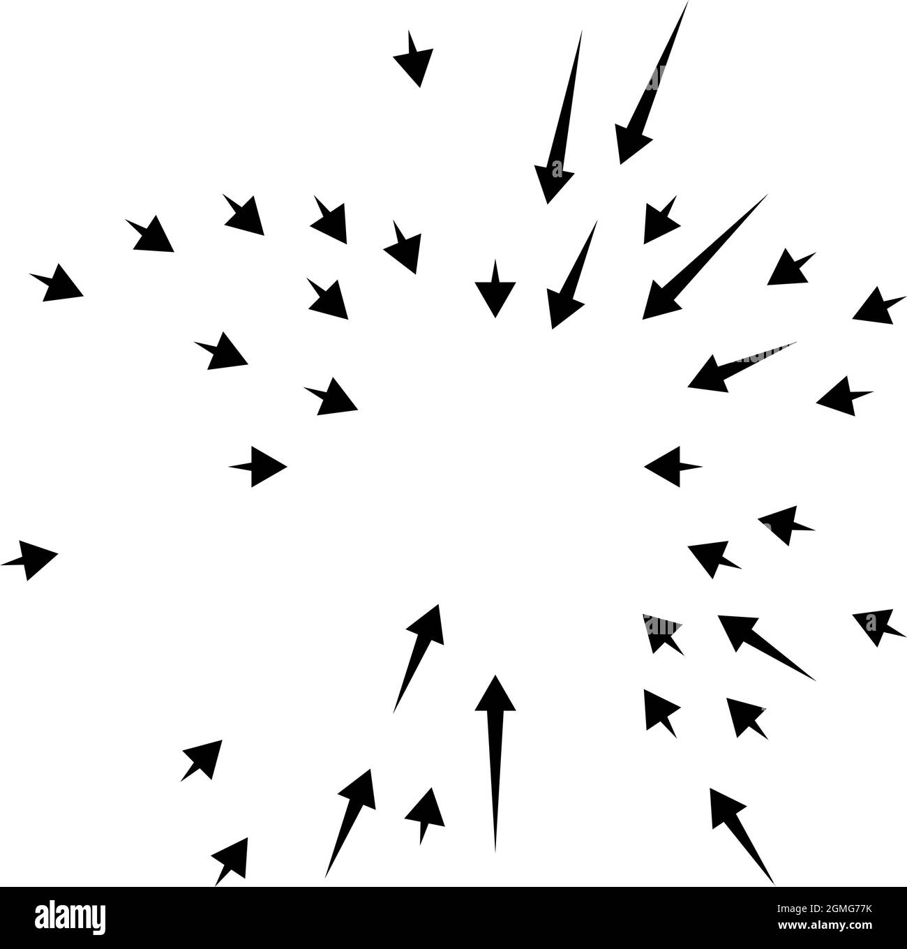 Arrows pointing inward. Radial, radiating arrows, pointers - stock ...