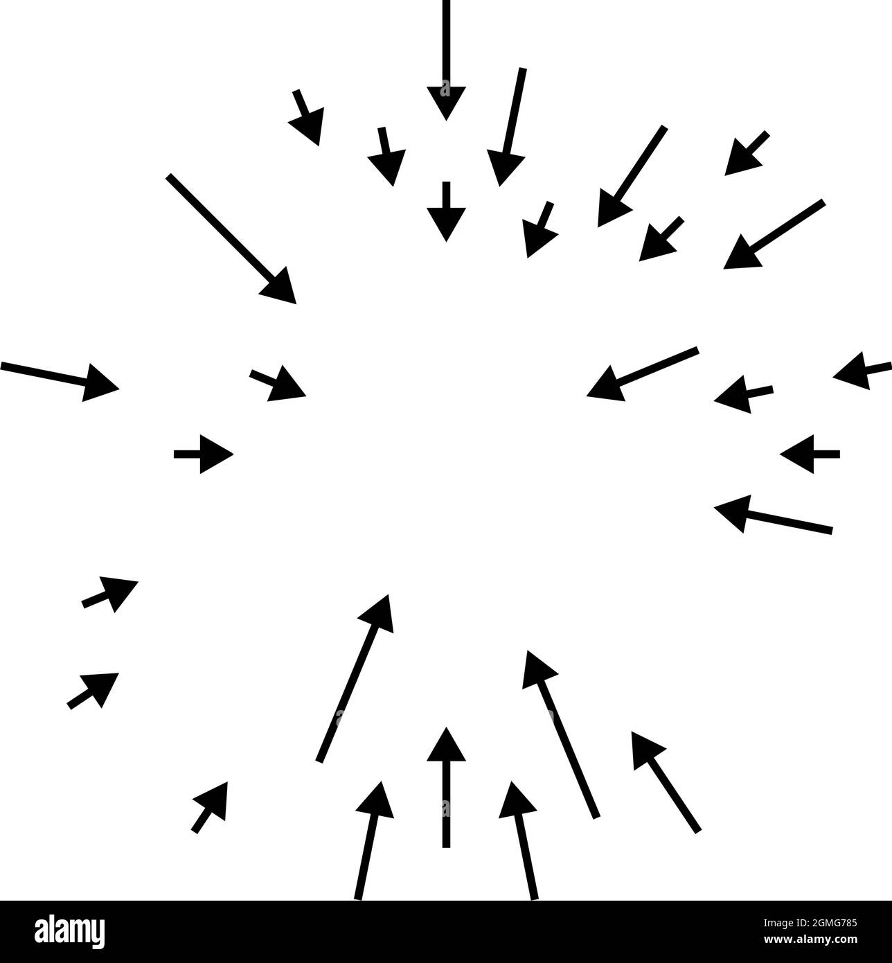 Arrows pointing inward. Radial, radiating arrows, pointers - stock ...