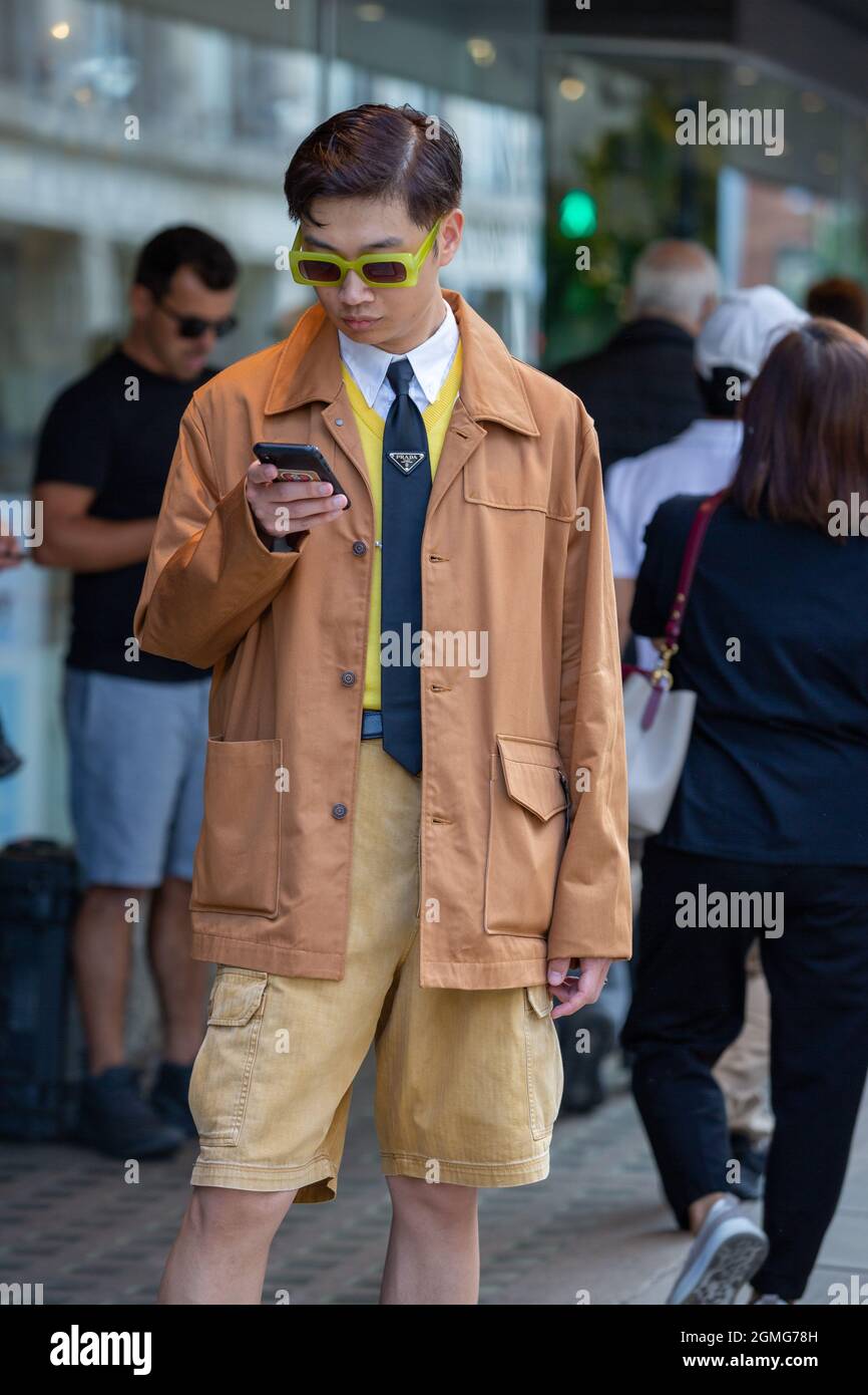 Stylist Adam Chi Lung Chan attends the London Fashion Week Street Style ...
