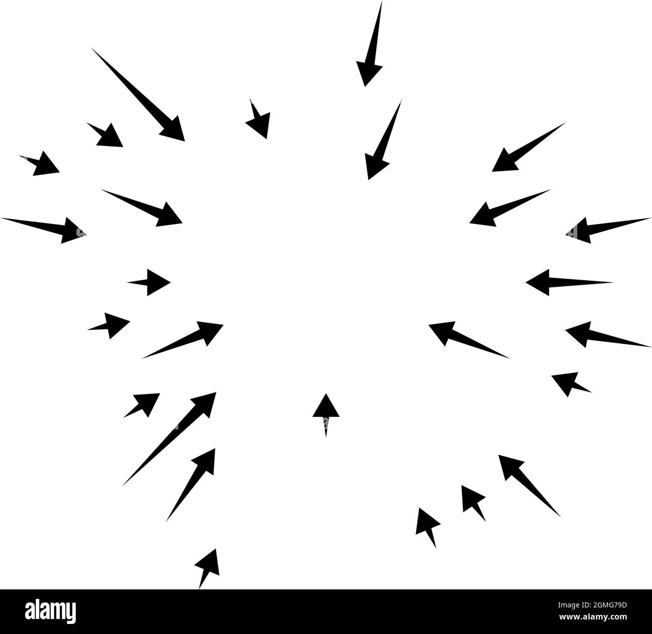 Arrows pointing inward. Radial, radiating arrows, pointers - stock ...