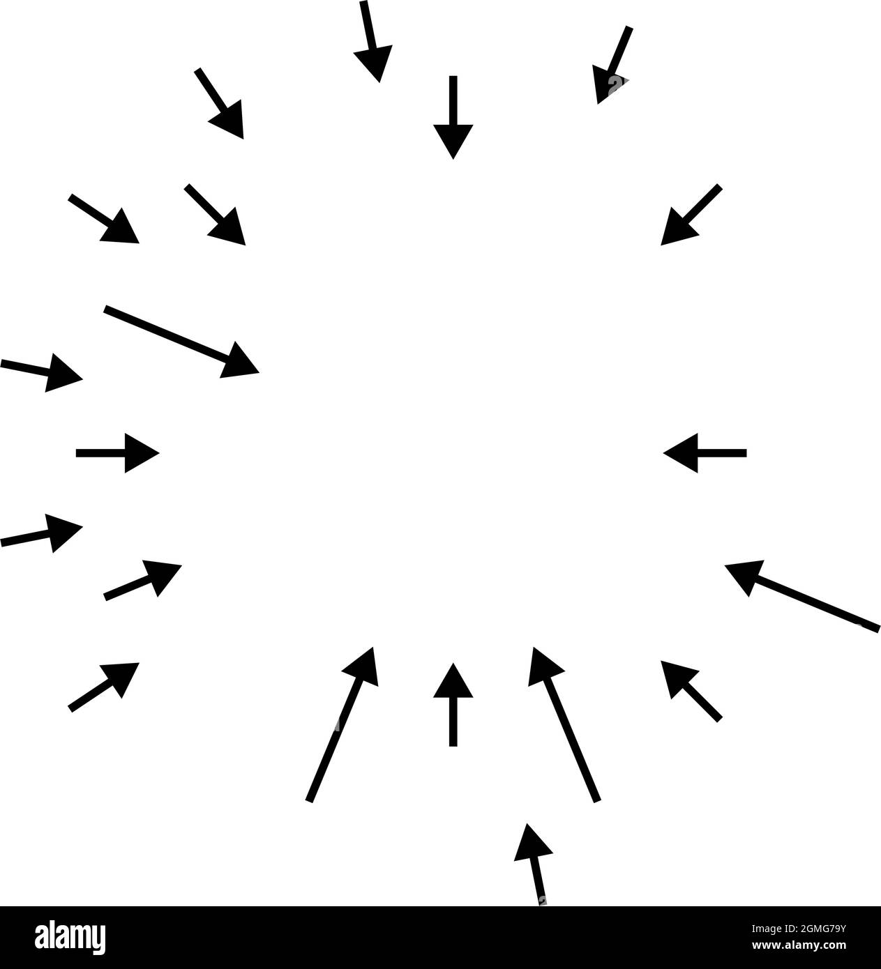 Arrows pointing inward. Radial, radiating arrows, pointers - stock ...