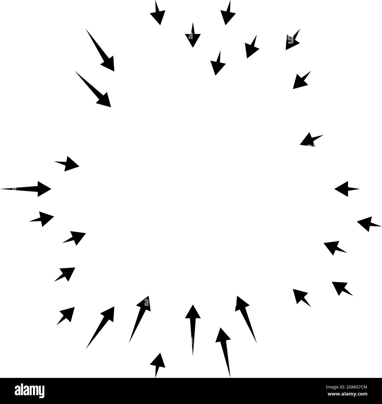 Arrows pointing inward. Radial, radiating arrows, pointers - stock ...