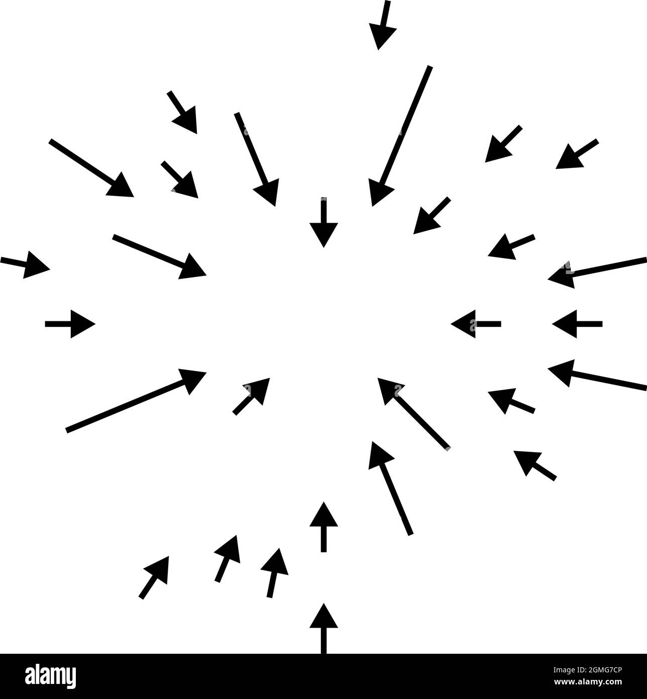 Arrows pointing inward. Radial, radiating arrows, pointers - stock ...