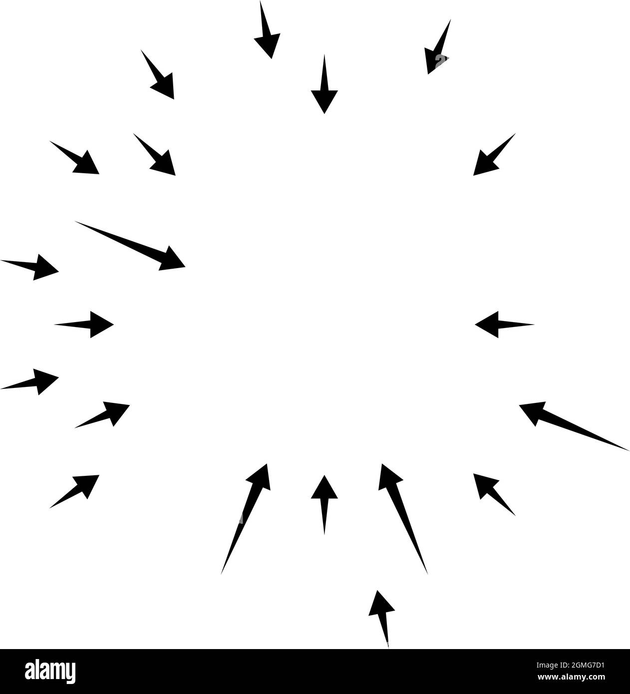 Arrows pointing inward. Radial, radiating arrows, pointers - stock vector illustration, clip-art ...