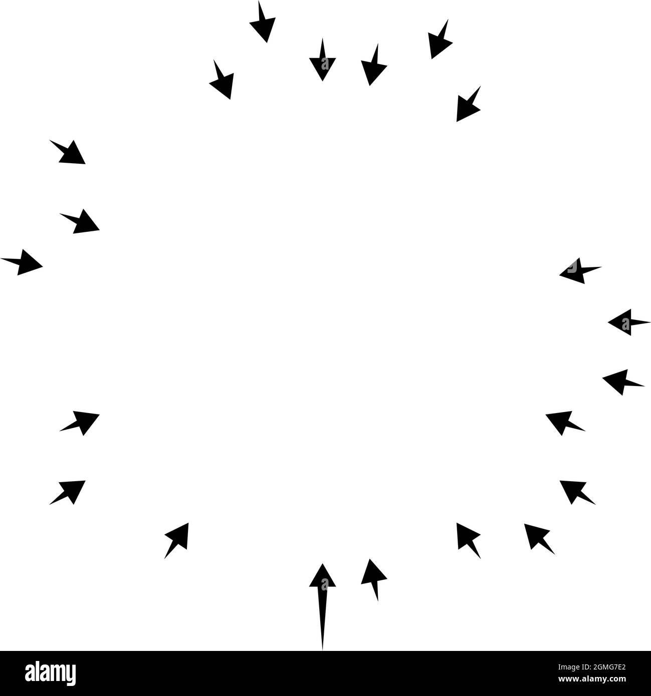 Arrows pointing inward. Radial, radiating arrows, pointers - stock ...