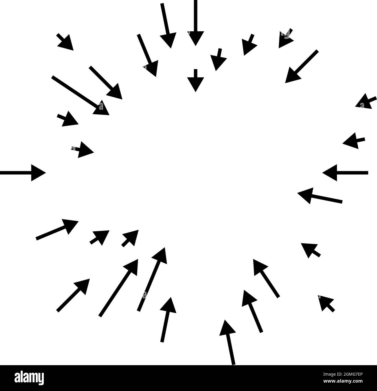 Arrows pointing inward. Radial, radiating arrows, pointers - stock ...