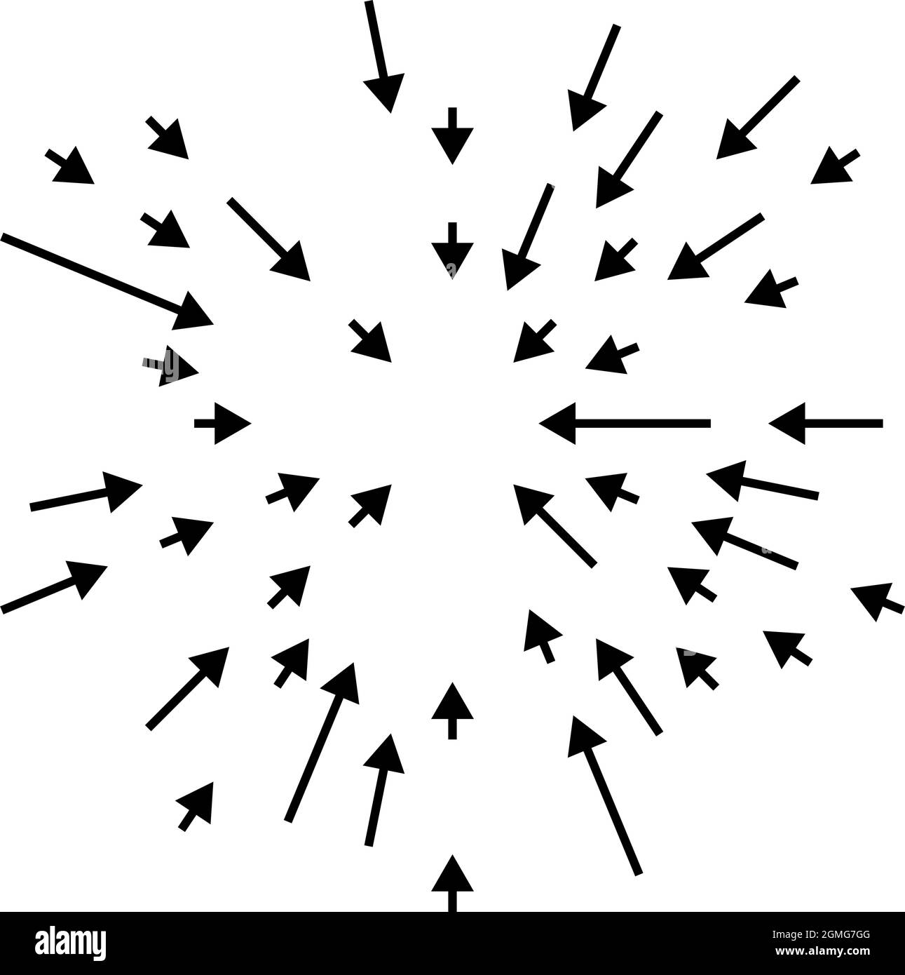 Arrows pointing inward. Radial, radiating arrows, pointers - stock ...