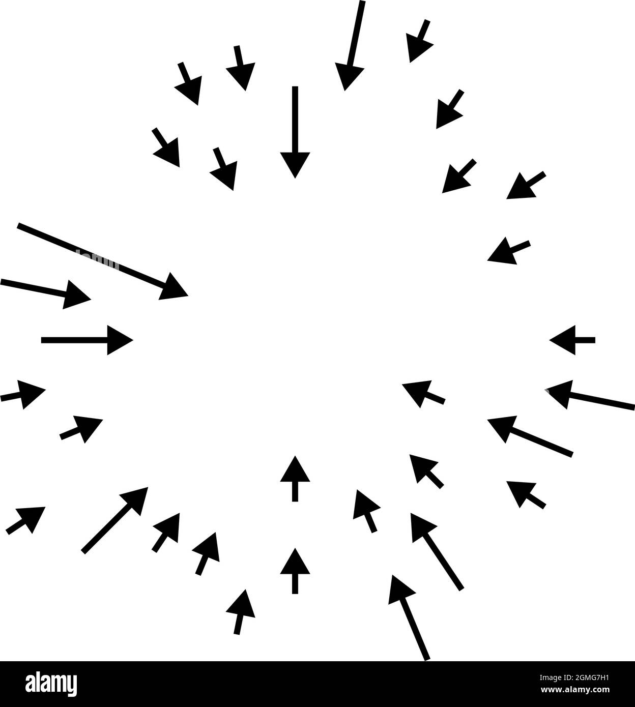Arrows pointing inward. Radial, radiating arrows, pointers - stock ...