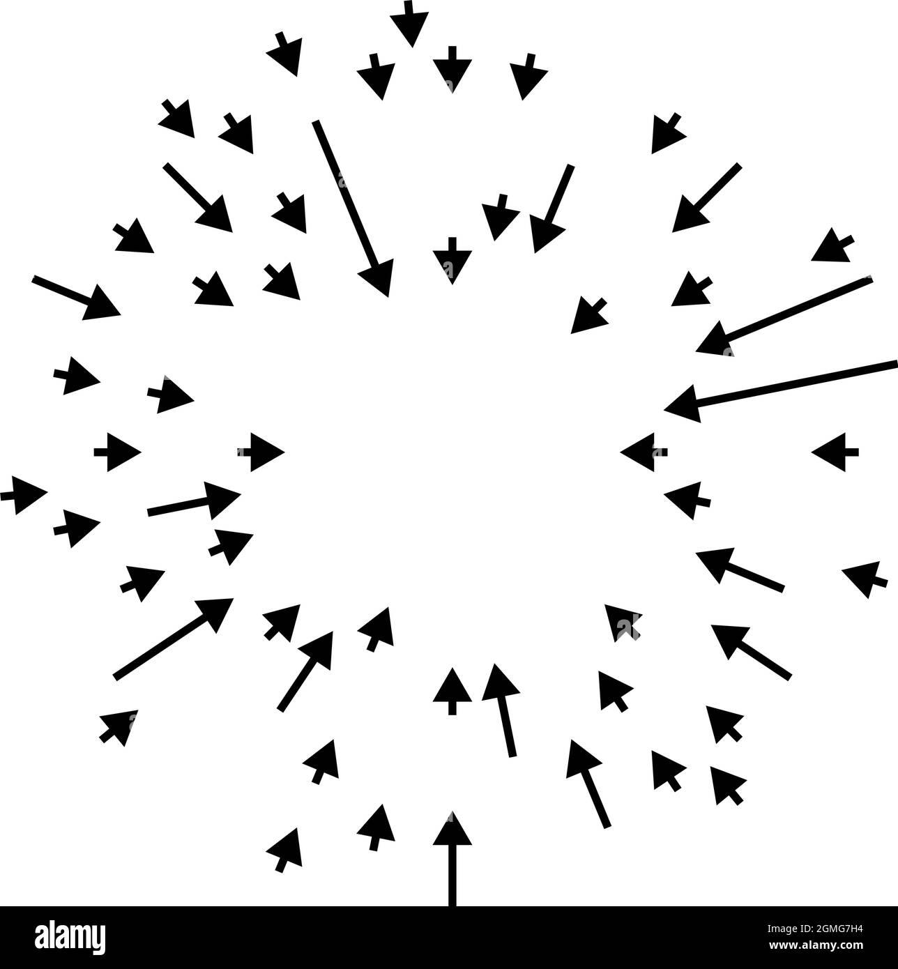 Arrows pointing inward. Radial, radiating arrows, pointers - stock ...
