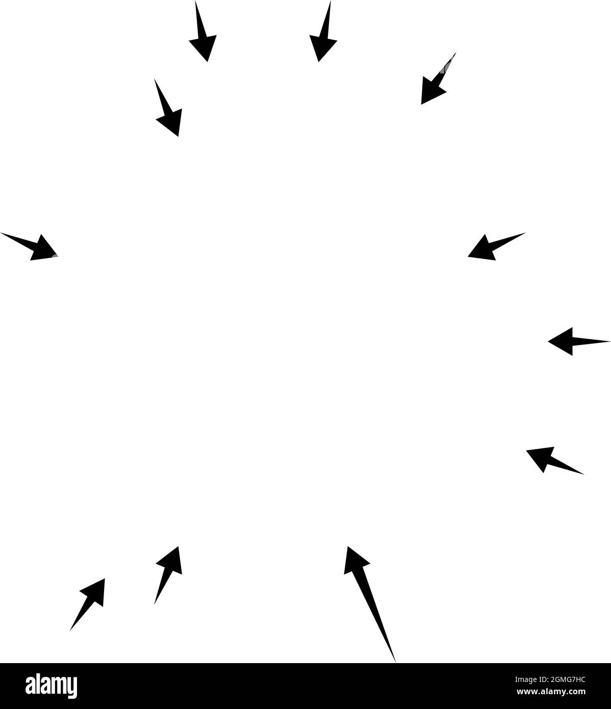 Arrows pointing inward. Radial, radiating arrows, pointers - stock ...