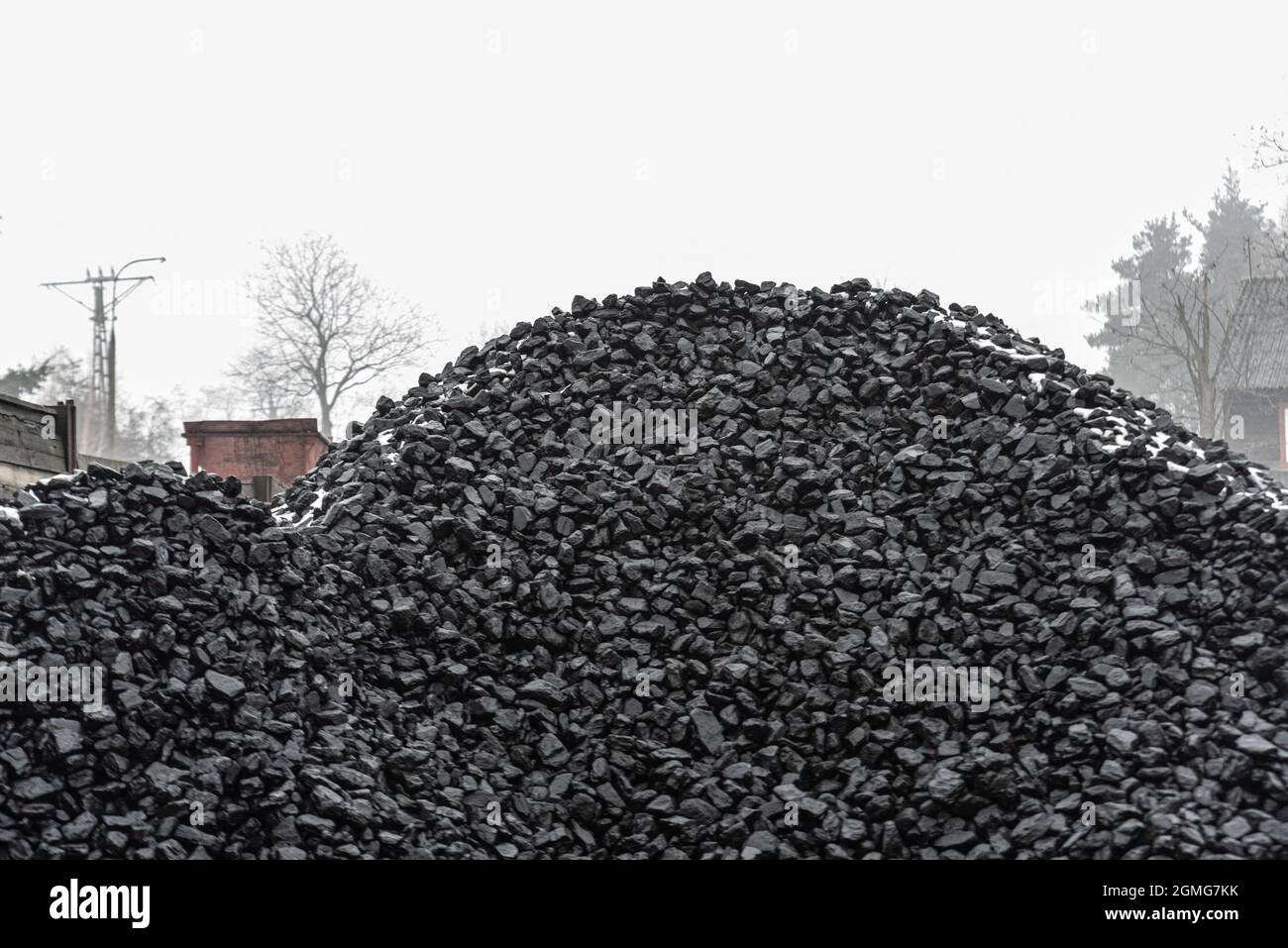 Coal and snow. Fuel composition in winter. Hard coal for sale. Fuel for ...