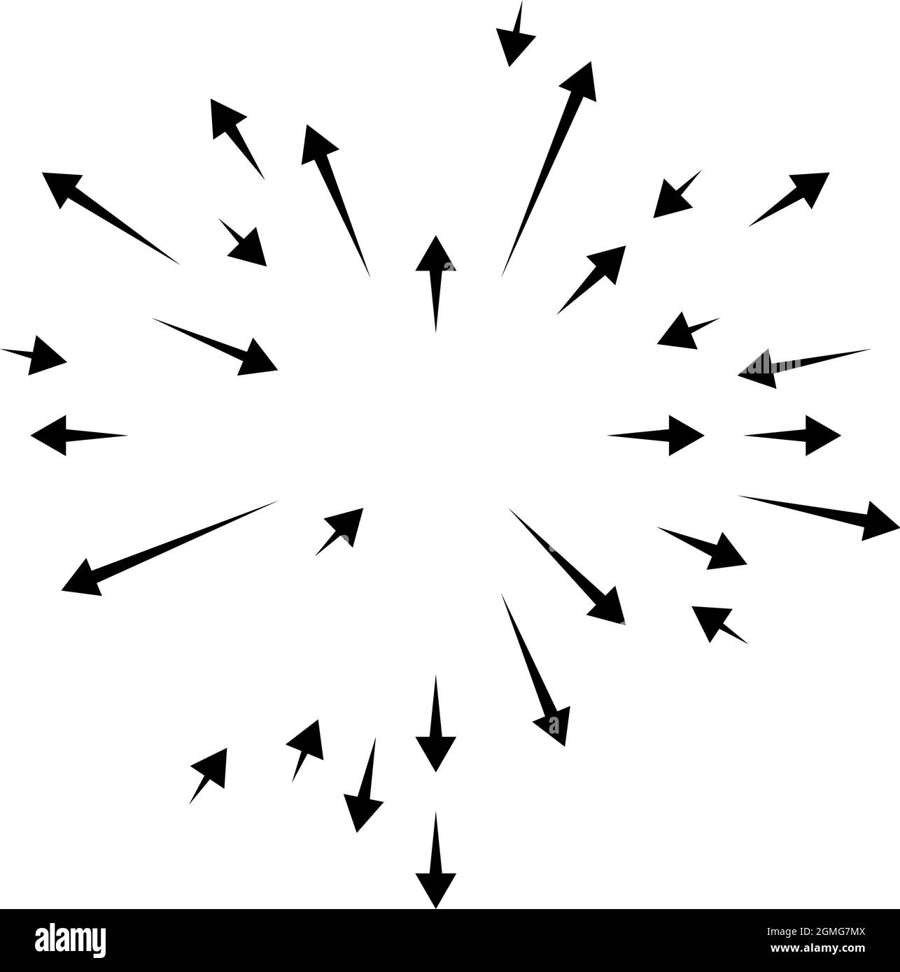 Radial, radiating arrows, pointers in opposite direction for mix ...