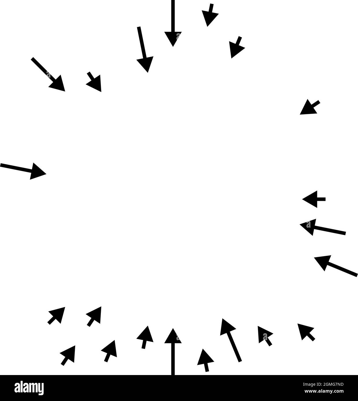 Arrows pointing inward. Radial, radiating arrows, pointers - stock ...