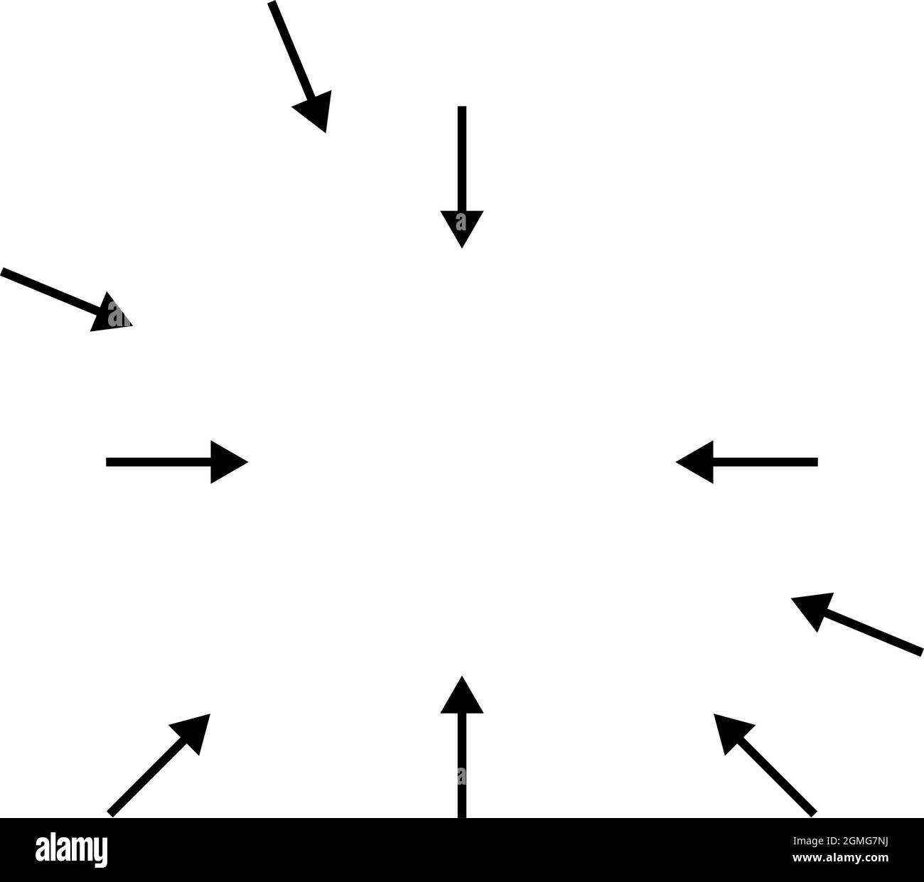 Arrows pointing inward. Radial, radiating arrows, pointers - stock ...