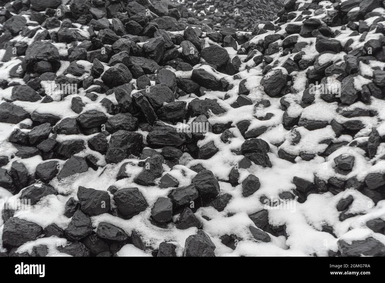 Coal and snow. Fuel composition in winter. Hard coal for sale. Fuel for ...