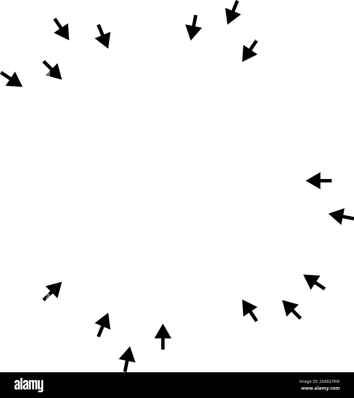 Arrows pointing inward. Radial, radiating arrows, pointers - stock ...