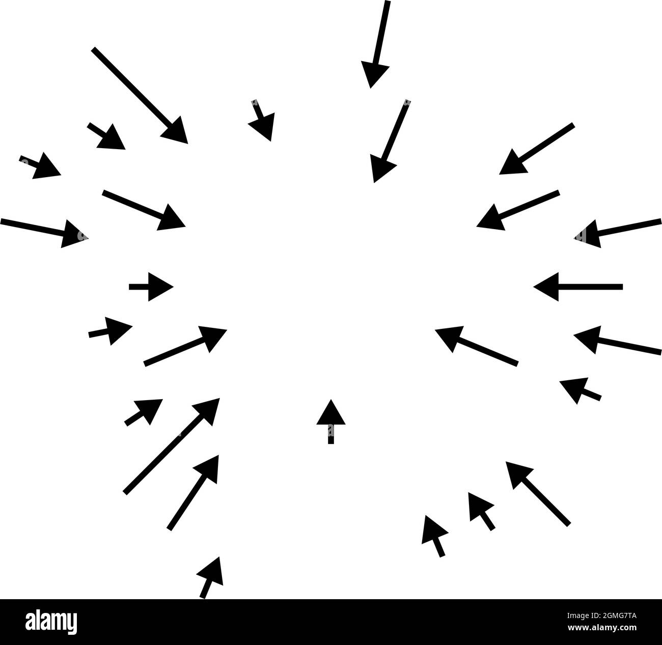 Arrows pointing inward. Radial, radiating arrows, pointers - stock ...