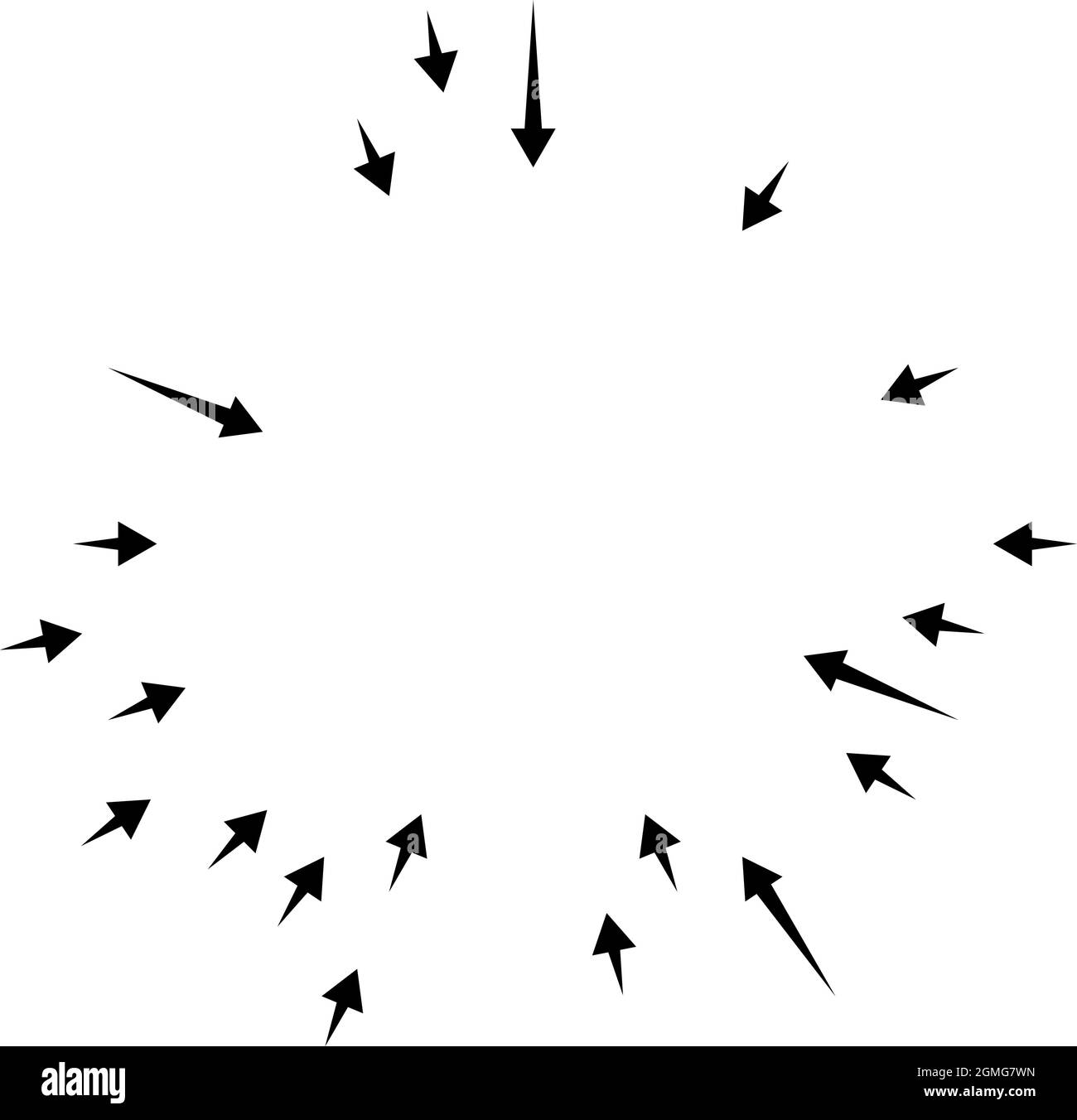 Arrows pointing inward. Radial, radiating arrows, pointers - stock ...