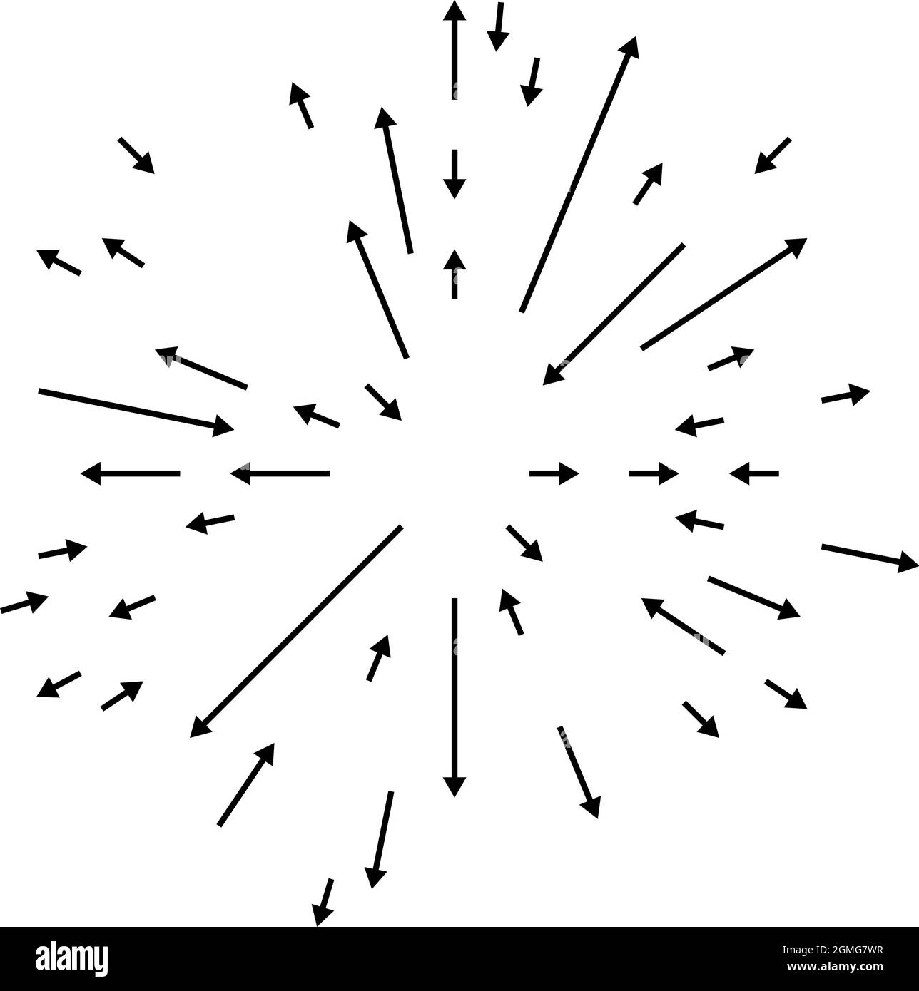 Radial, radiating arrows, pointers in opposite direction for mix ...