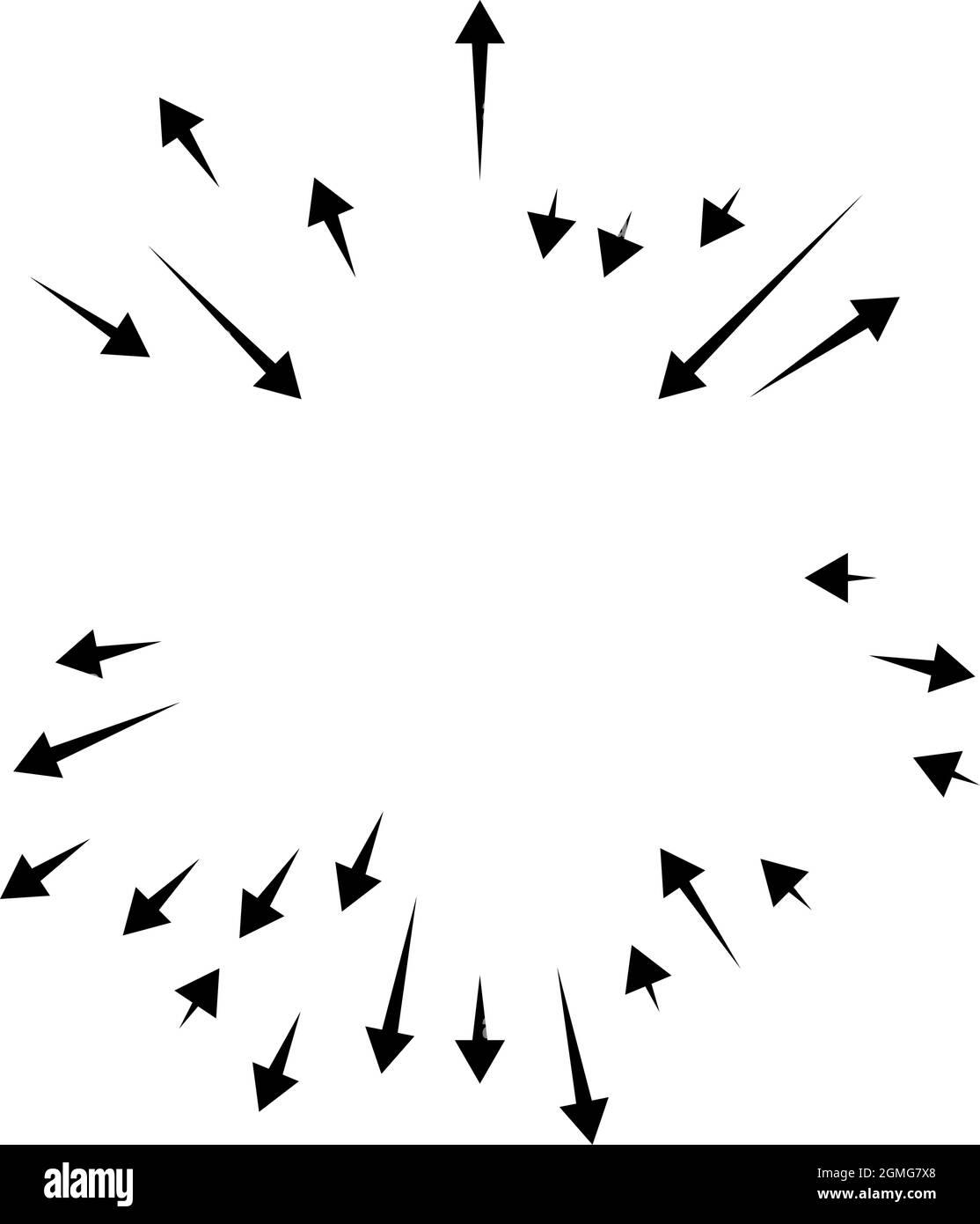 Radial, radiating arrows, pointers in opposite direction for mix ...