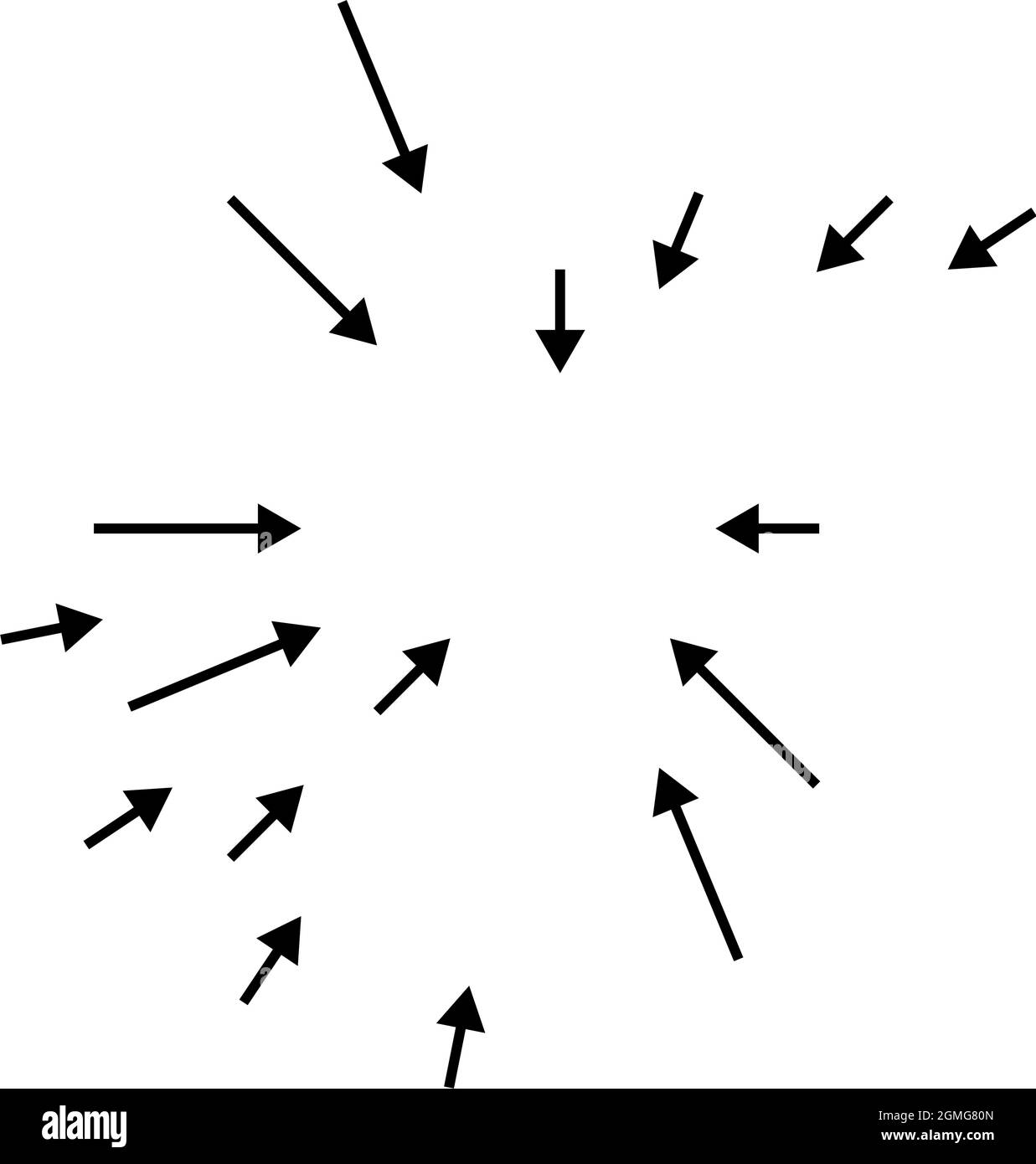 Arrows pointing inward. Radial, radiating arrows, pointers - stock ...