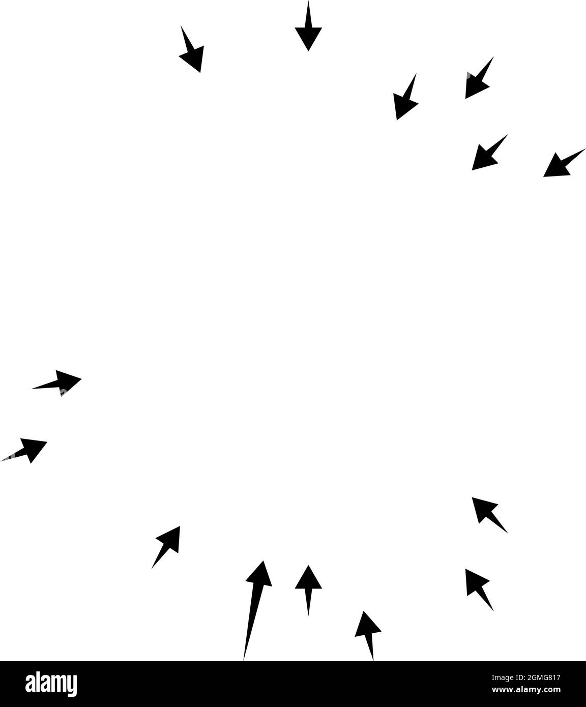 Arrows pointing inward. Radial, radiating arrows, pointers - stock ...