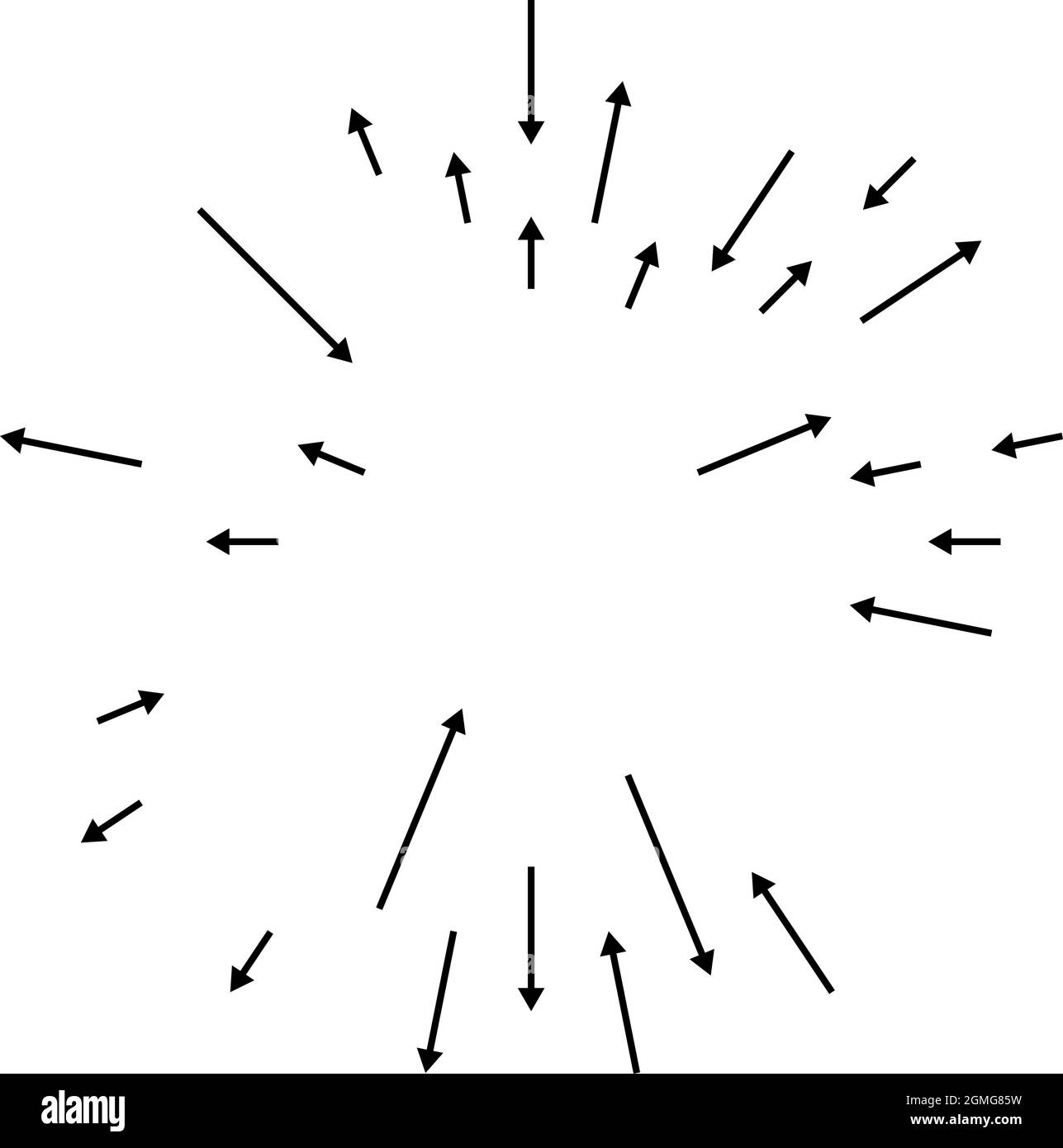Radial, radiating arrows, pointers in opposite direction for mix ...