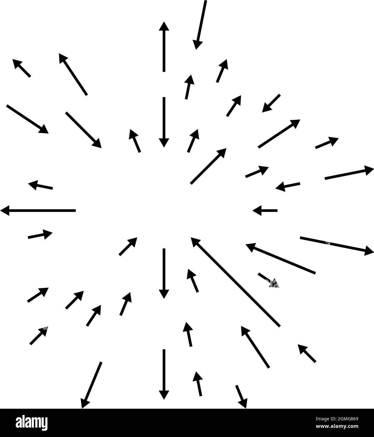 Radial, radiating arrows, pointers in opposite direction for mix ...