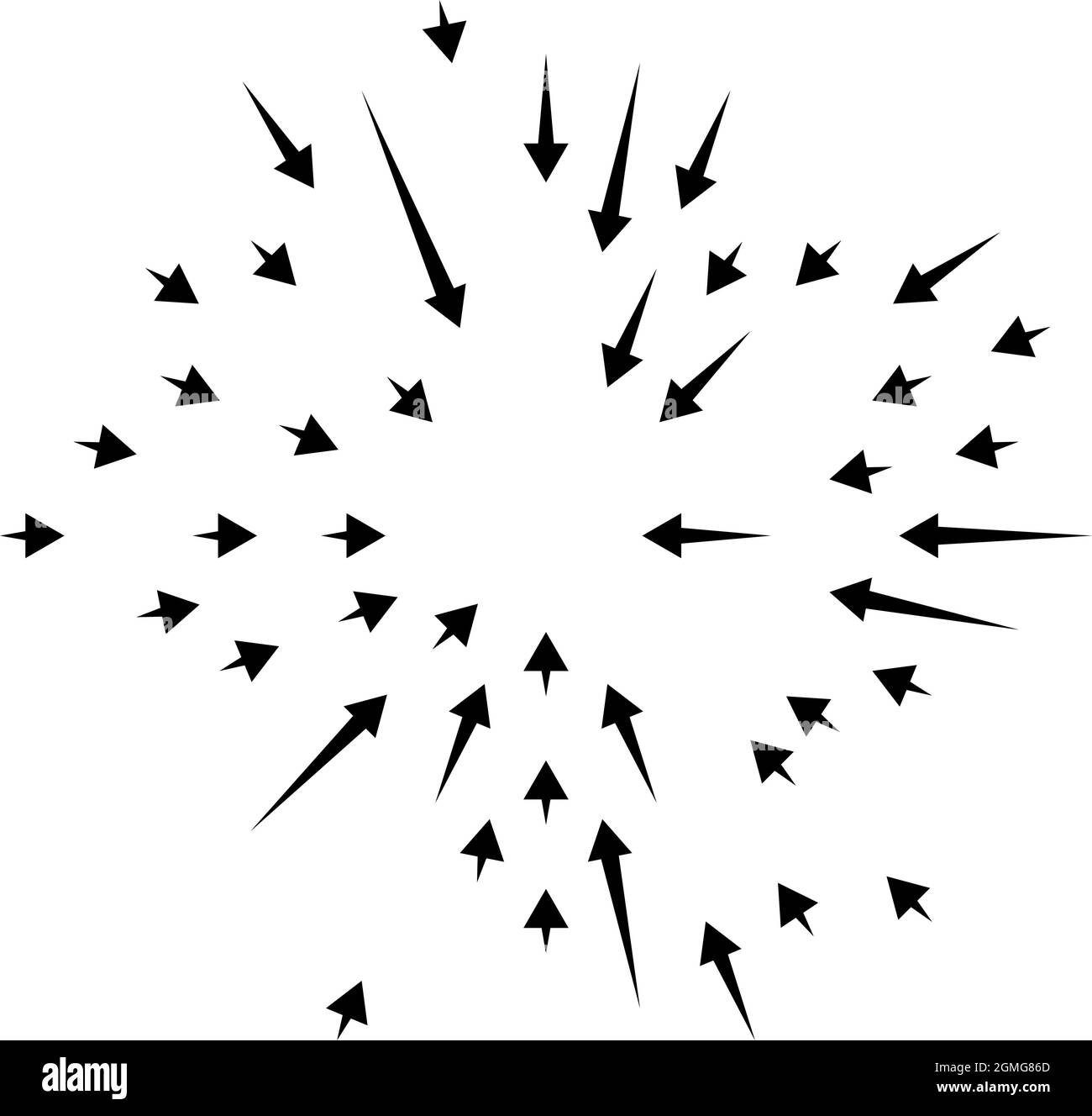 Arrows pointing inward. Radial, radiating arrows, pointers - stock ...