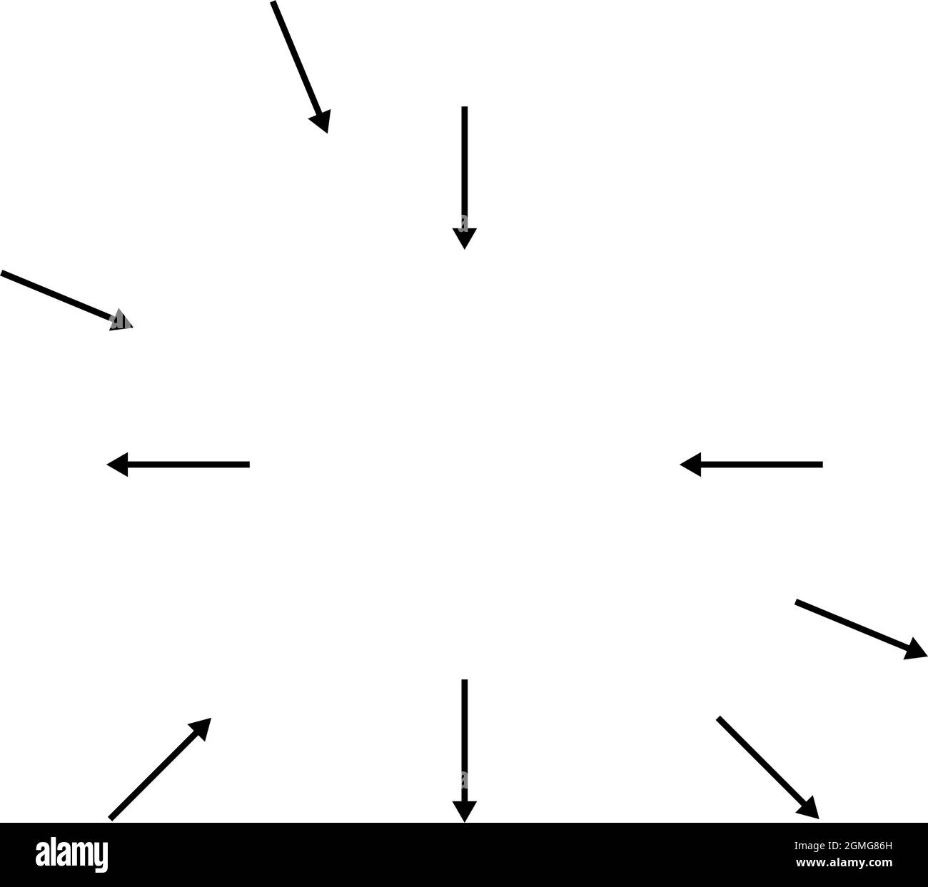 Radial, radiating arrows, pointers in opposite direction for mix ...