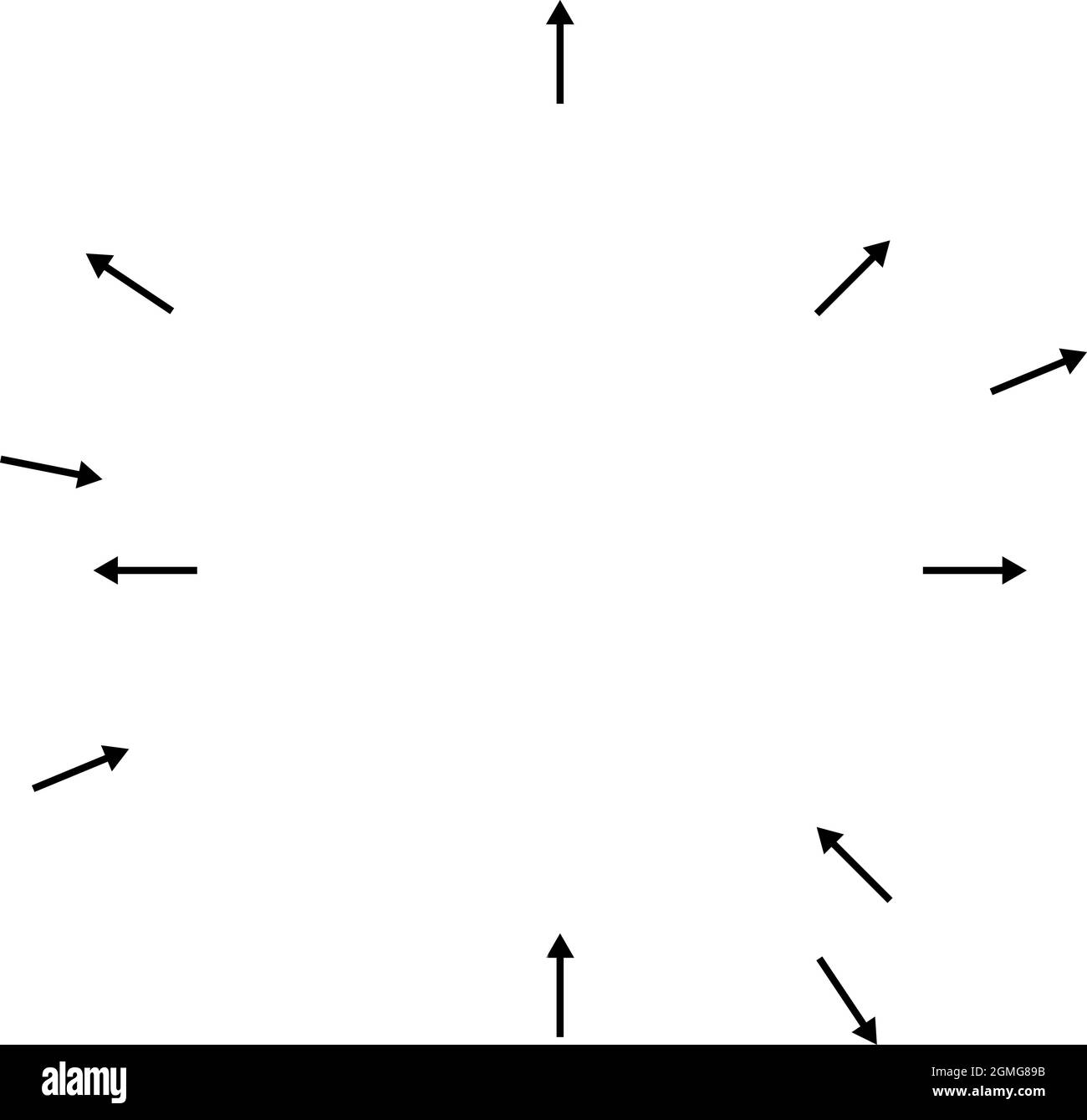 Radial, radiating arrows, pointers in opposite direction for mix ...