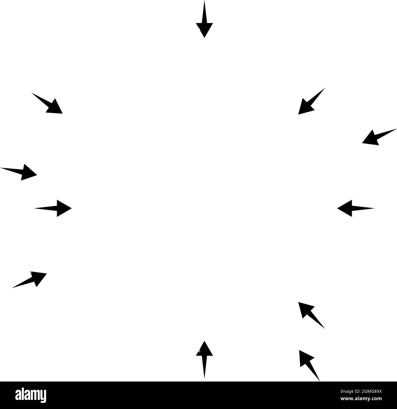 Arrows pointing inward. Radial, radiating arrows, pointers - stock ...