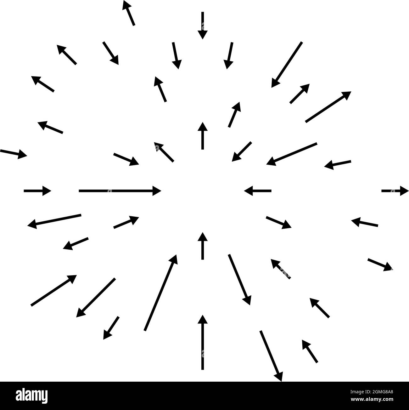 Radial, radiating arrows, pointers in opposite direction for mix ...