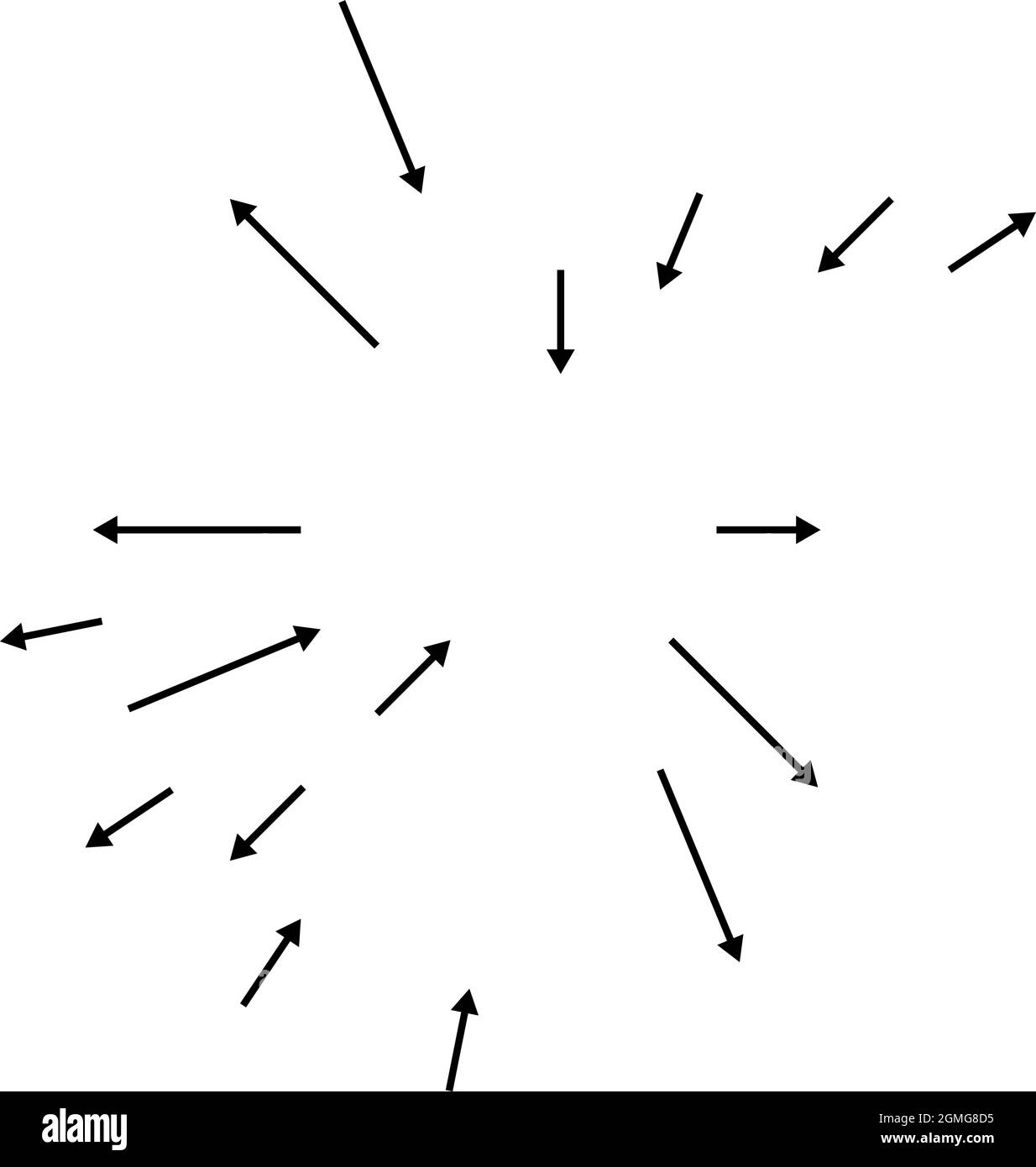 Radial, radiating arrows, pointers in opposite direction for mix ...
