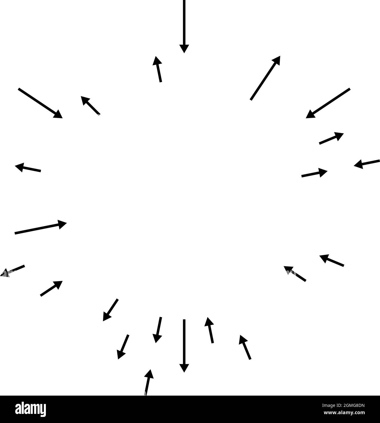 Radial, radiating arrows, pointers in opposite direction for mix ...