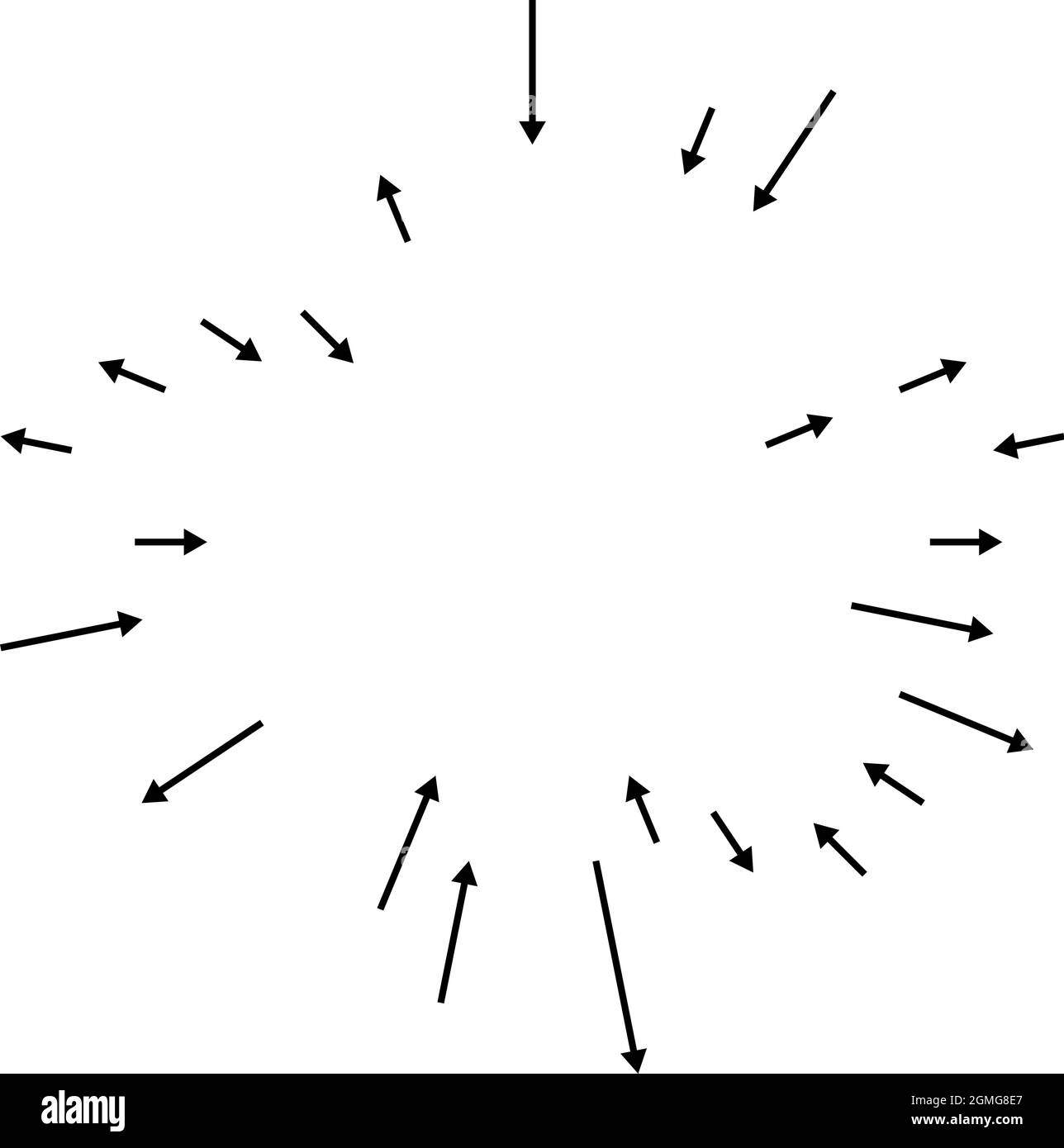 Radial, radiating arrows, pointers in opposite direction for mix ...