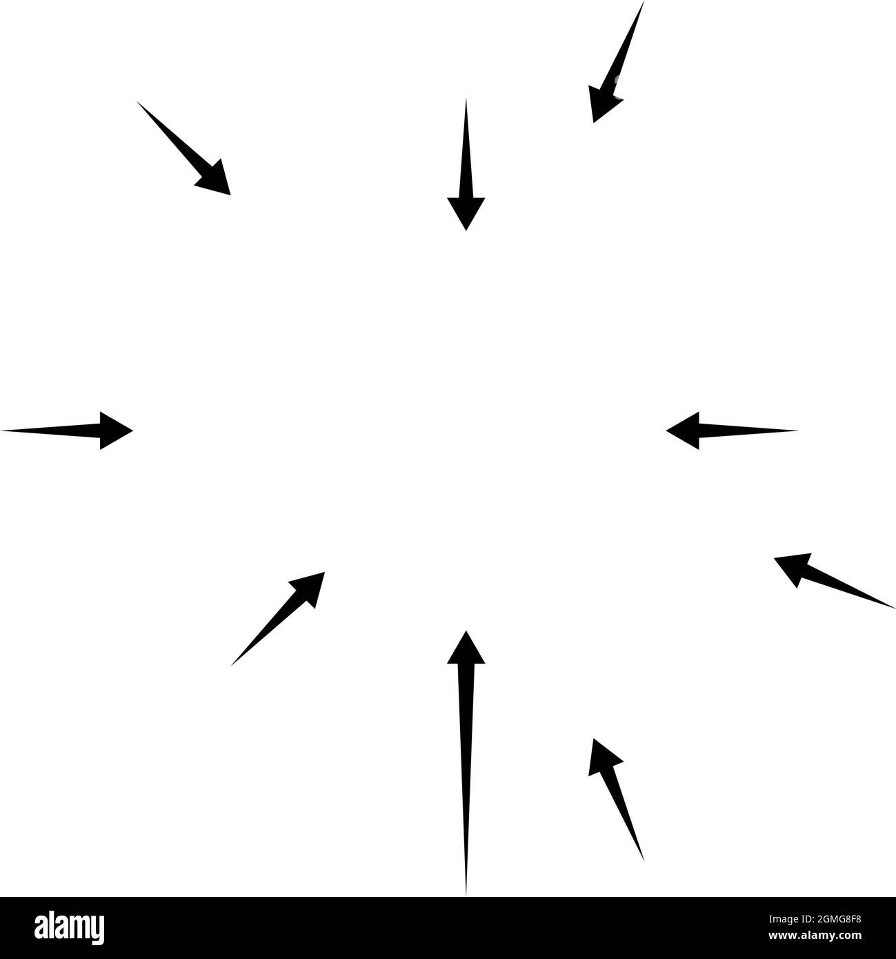 Arrows pointing inward. Radial, radiating arrows, pointers - stock ...