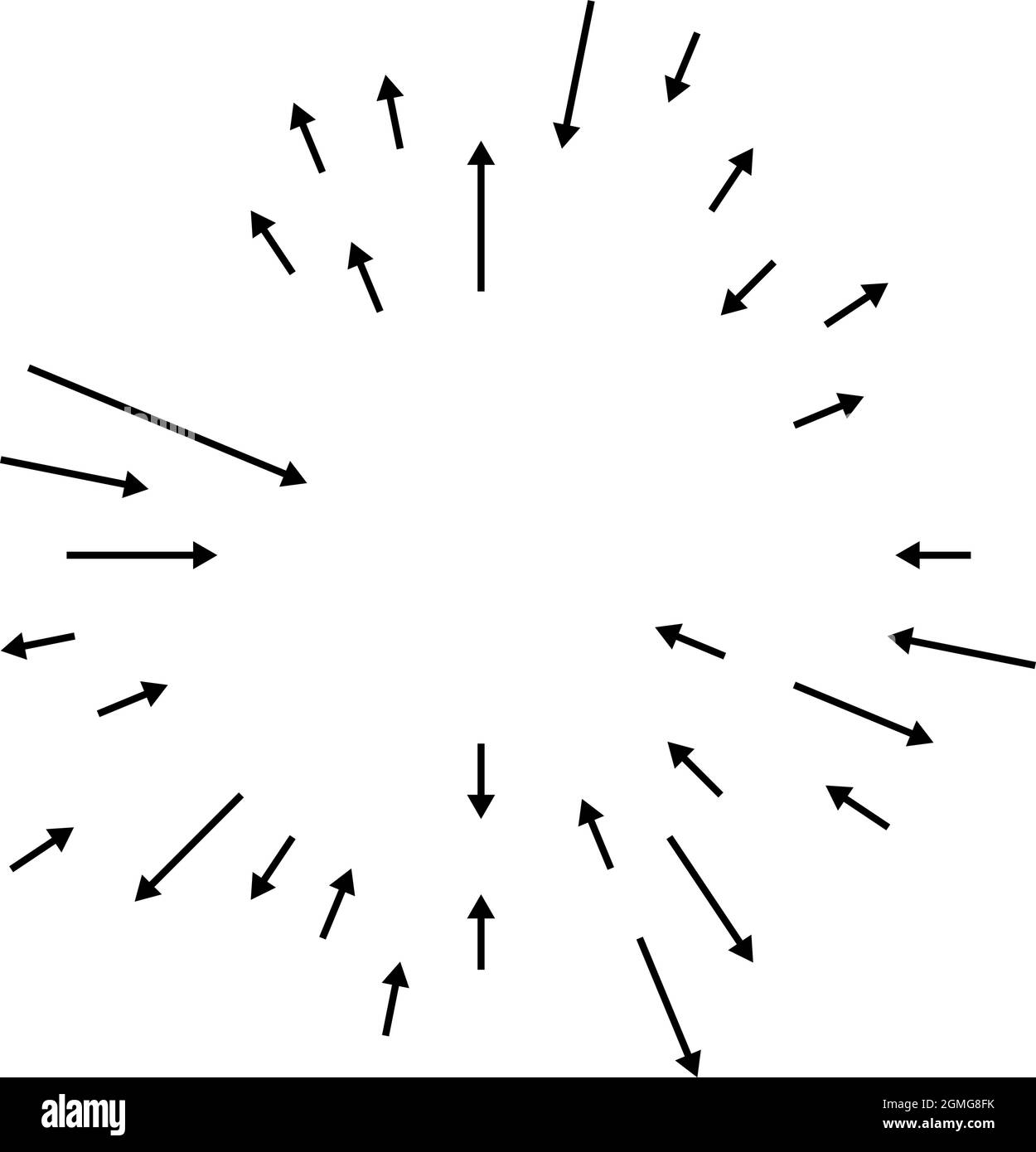 Radial, radiating arrows, pointers in opposite direction for mix ...