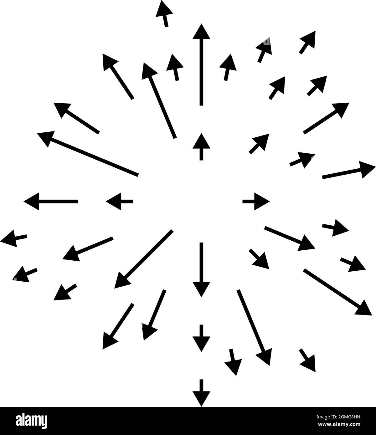 Arrows pointing outwards. Radial, radiating arrows - stock vector ...