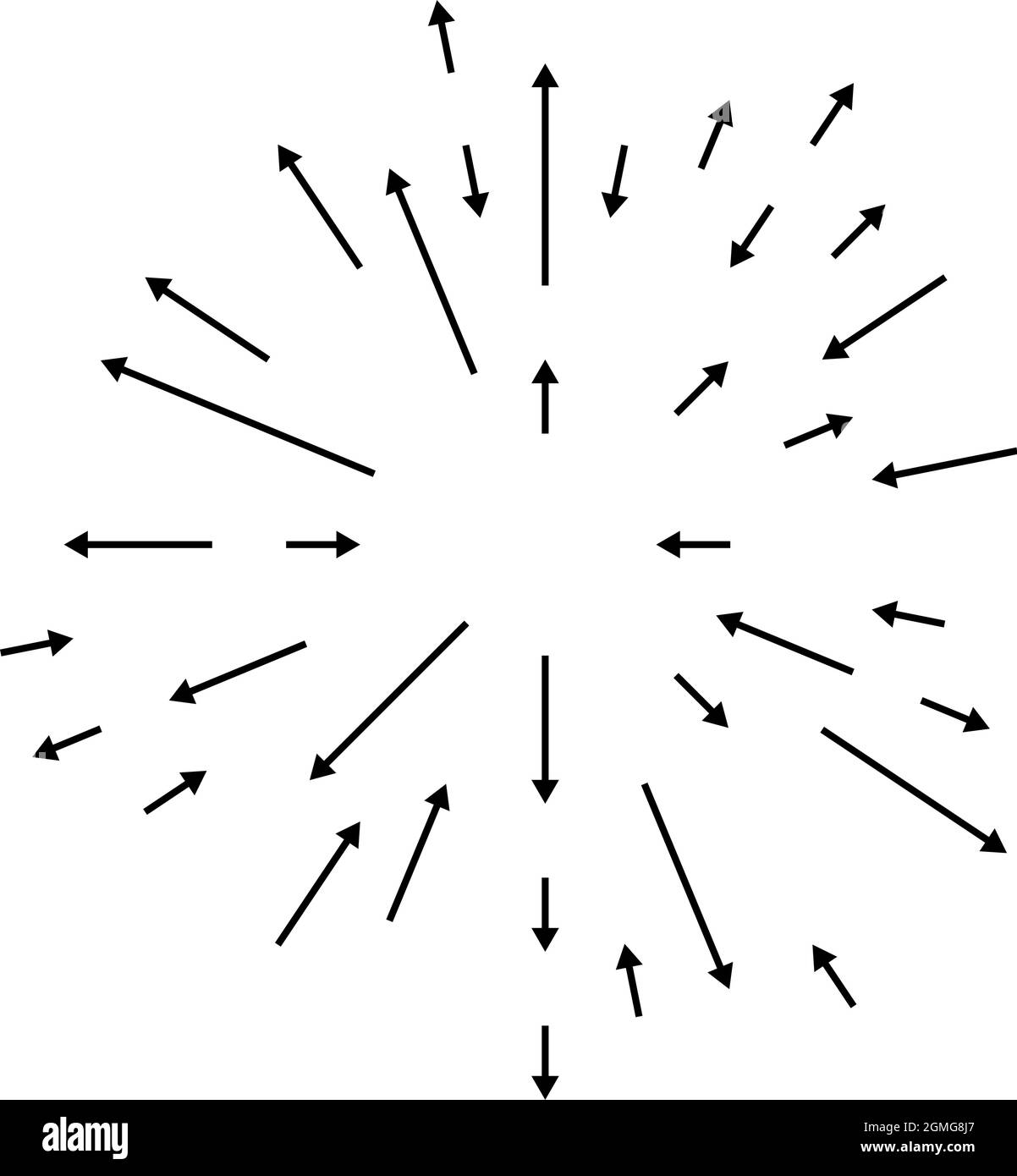 Radial, radiating arrows, pointers in opposite direction for mix ...