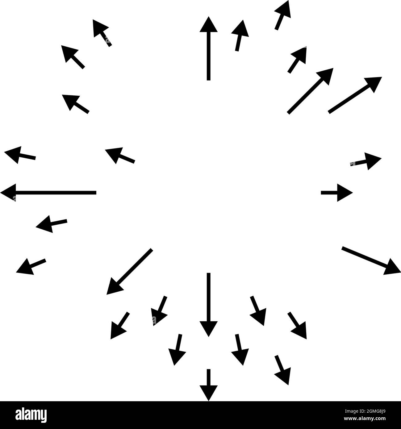 Arrows pointing outwards. Radial, radiating arrows - stock vector ...