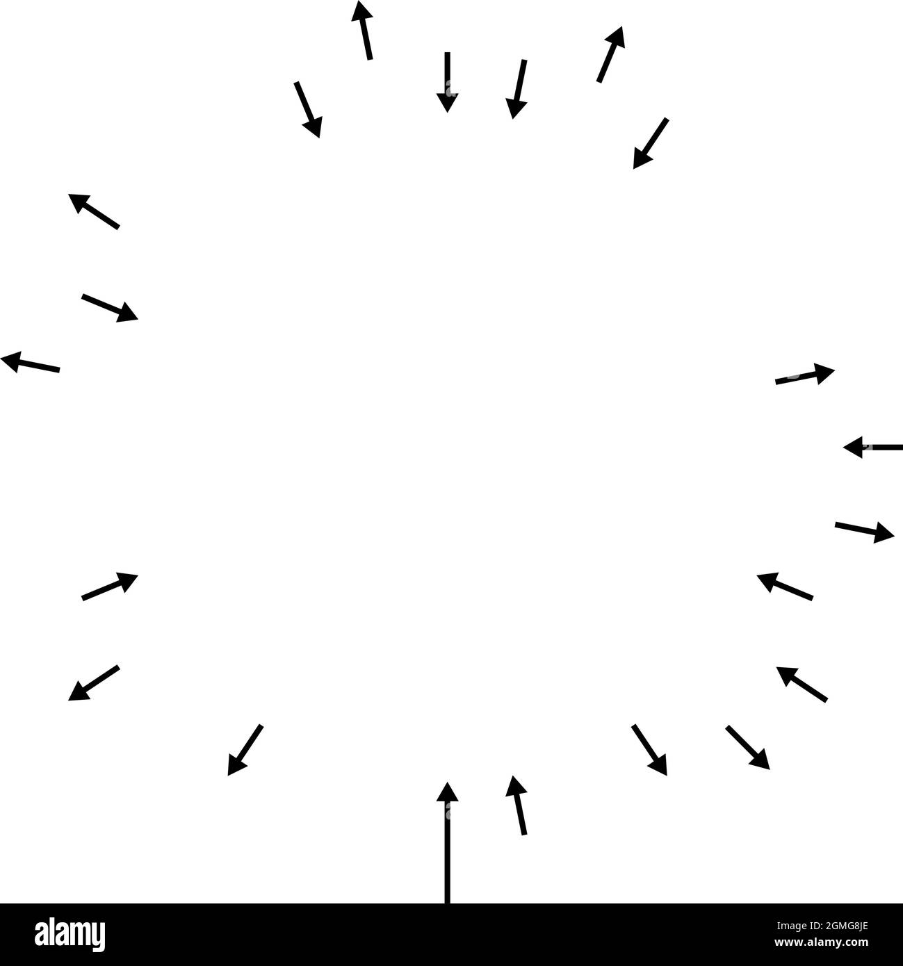 Radial, radiating arrows, pointers in opposite direction for mix ...