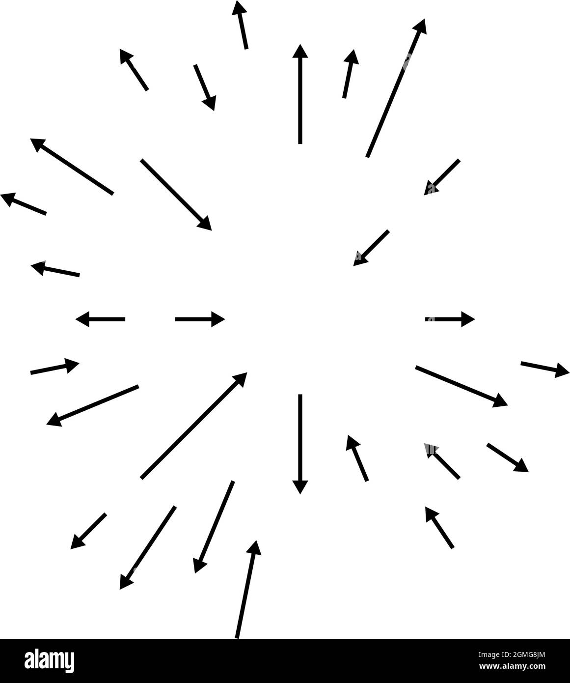 Radial, radiating arrows, pointers in opposite direction for mix ...