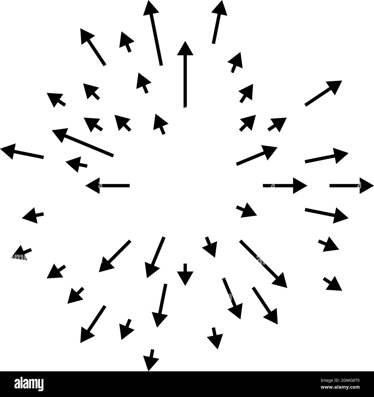 Arrows pointing outwards. Radial, radiating arrows - stock vector ...