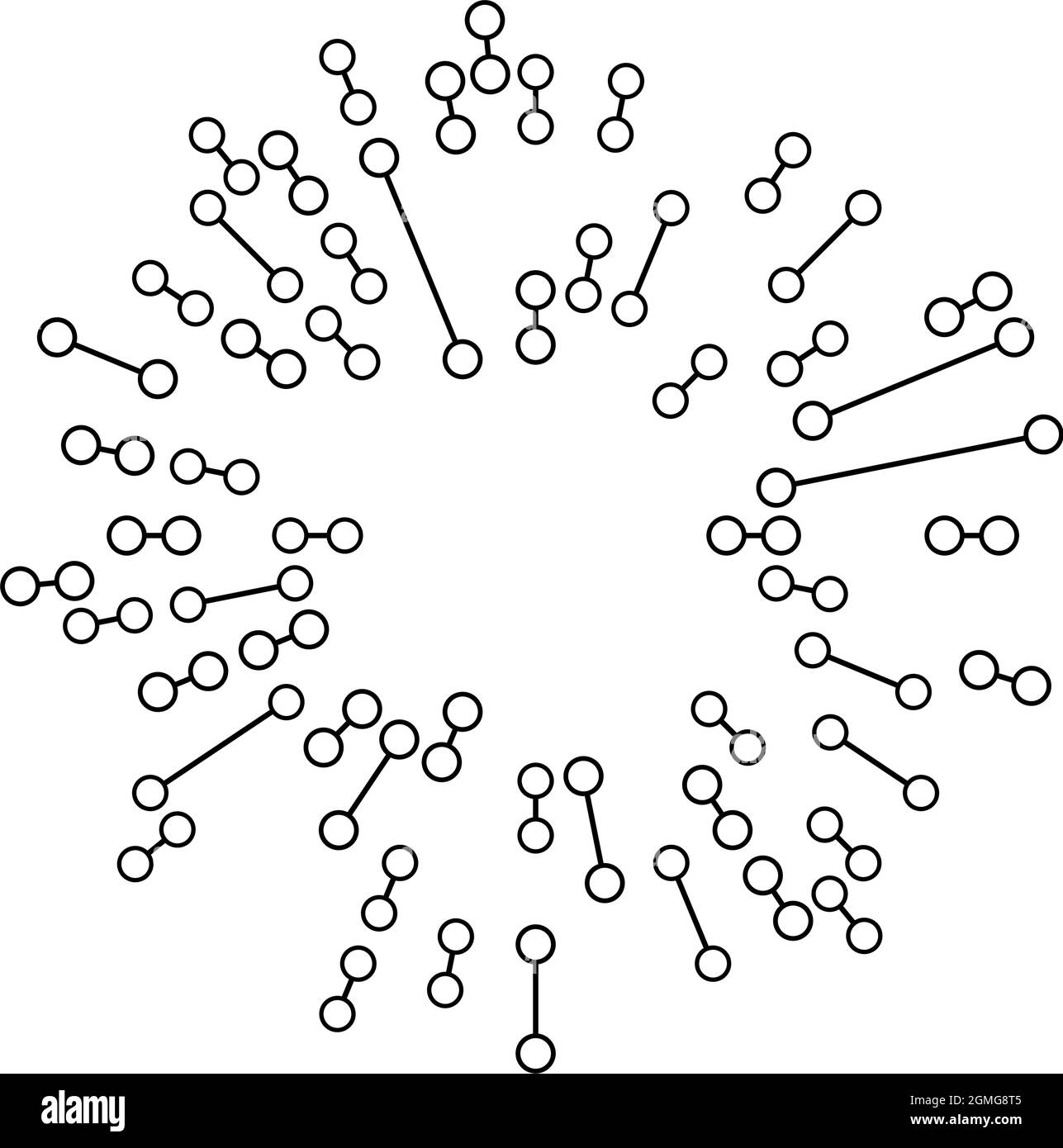 Radial, radiating lines with nodes, nodal points - stock vector ...