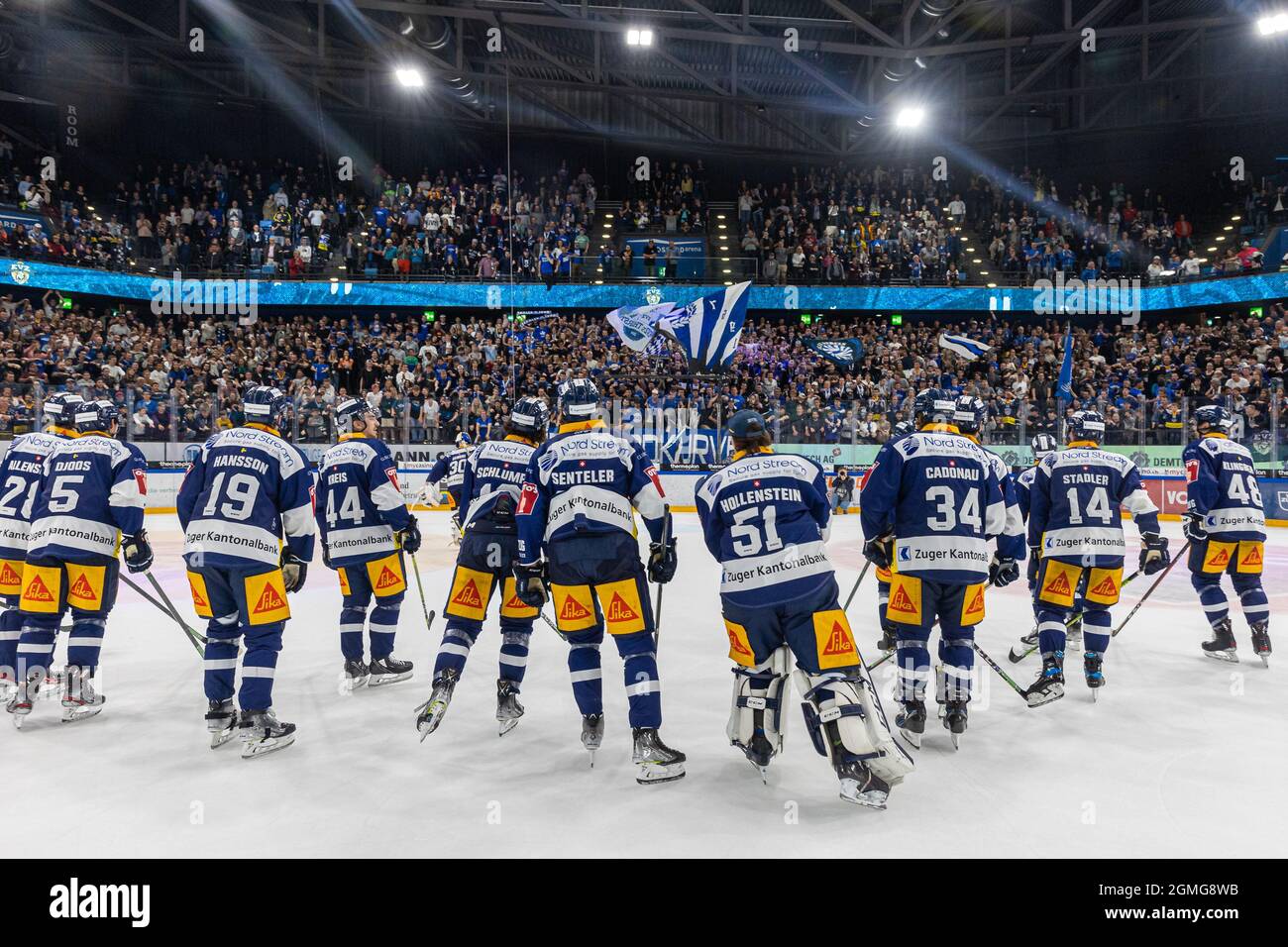 EVZ players and fans during the National League Regular Season ice ...