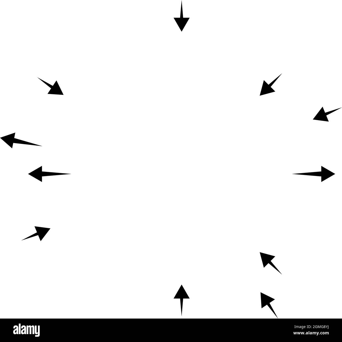 Radial, radiating arrows, pointers in opposite direction for mix ...