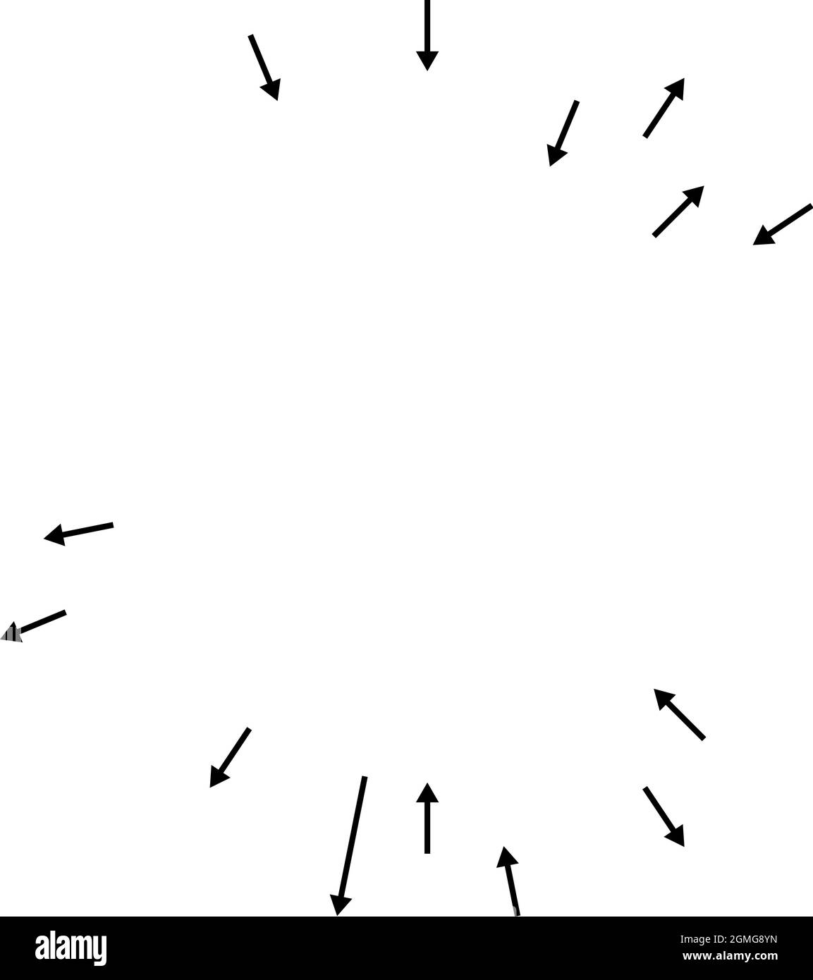 Radial, radiating arrows, pointers in opposite direction for mix ...