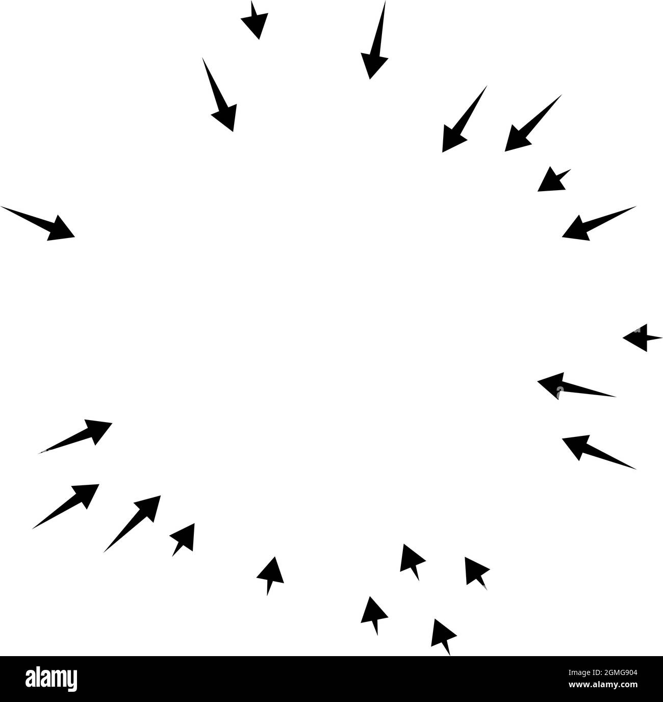 Arrows pointing inward. Radial, radiating arrows, pointers - stock ...